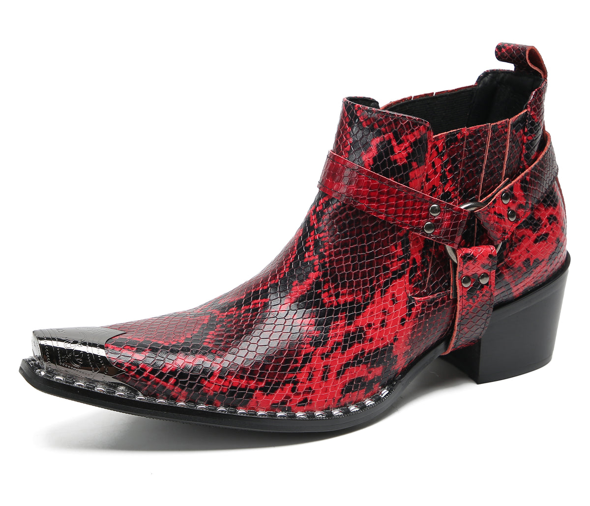 Men's Metal Toe Chain Strap Western Boots – Santimon