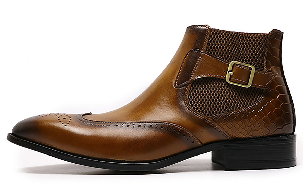 Men's Handmade Buckle Wingtips Brogues Chelsea – Santimon