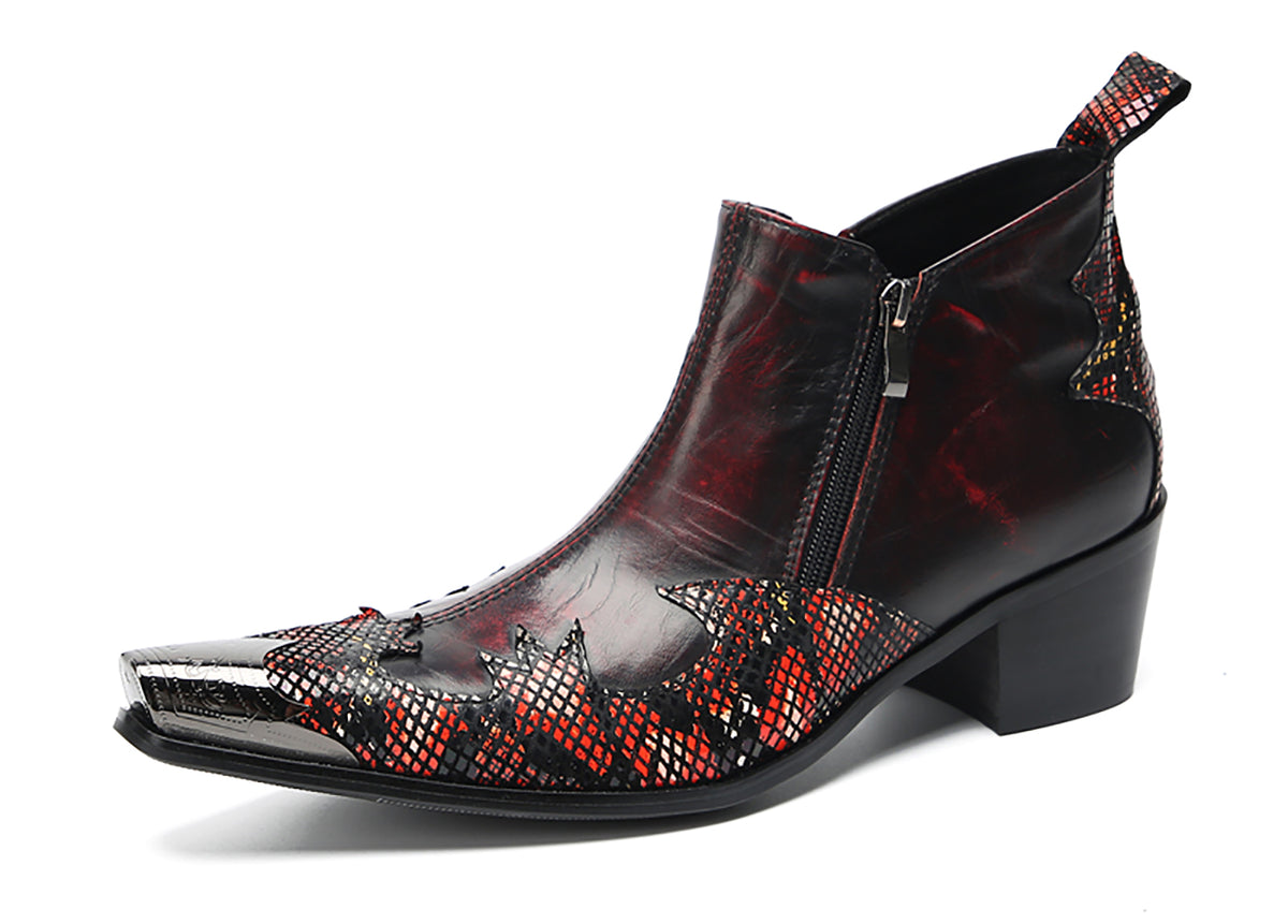 Men's Metal Tip Western Ankle Boots – Santimon