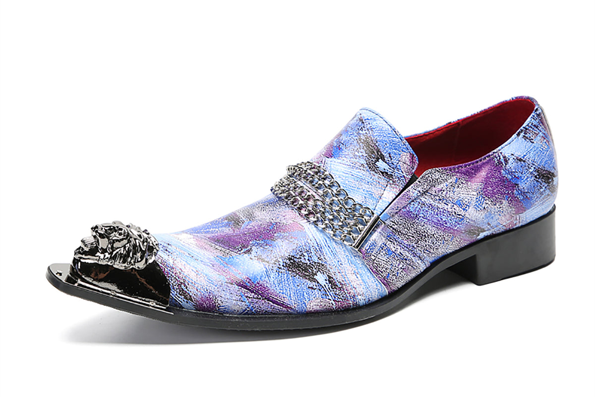 Men's Metal-Tip Toe Buttons Western Penny Loafers – Santimon