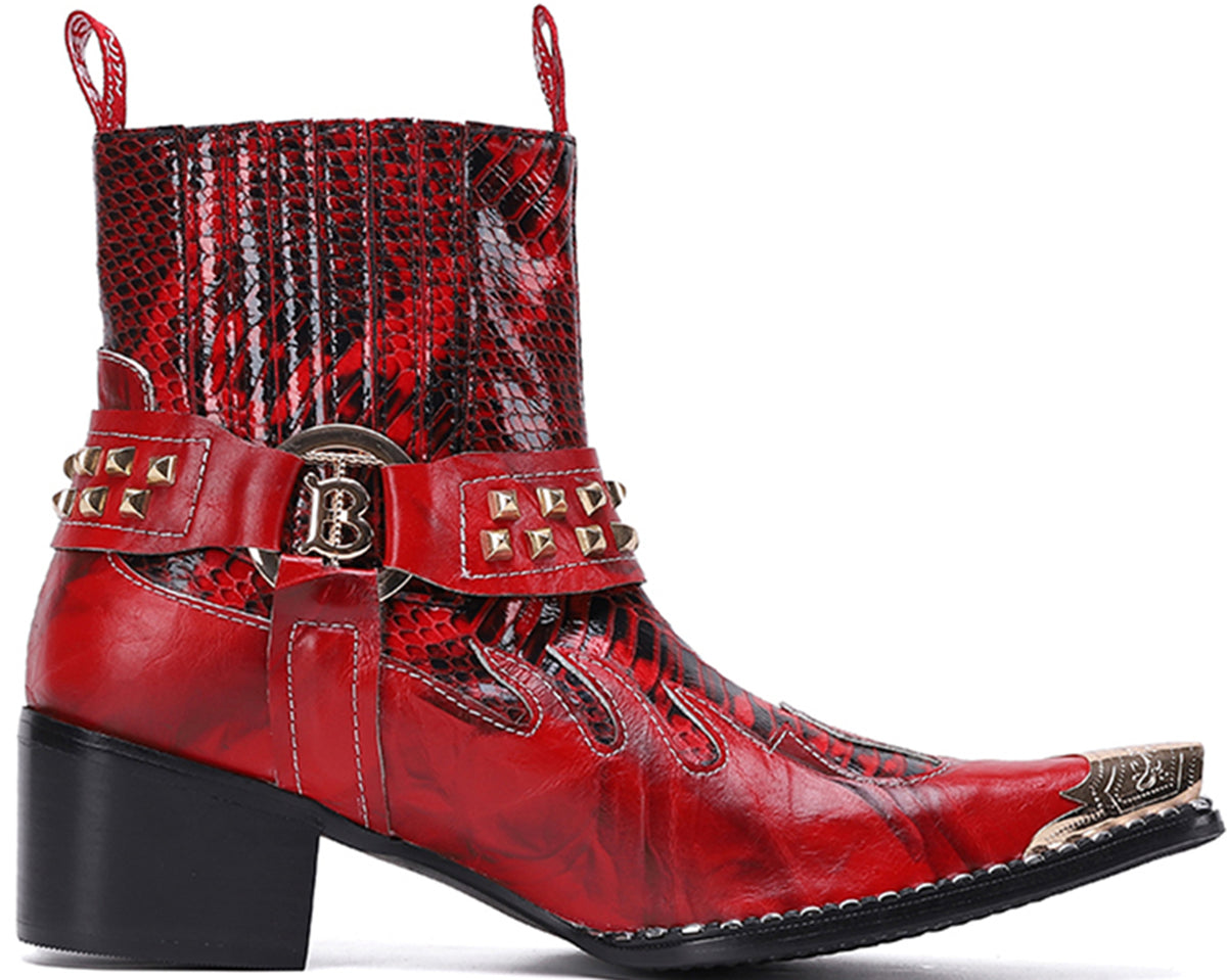 Men's Metal Tip Fashion High Top Western Boots – Santimon