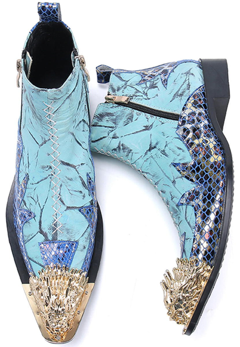 Men's Metal Tip Double Zipper Western Boots – Santimon